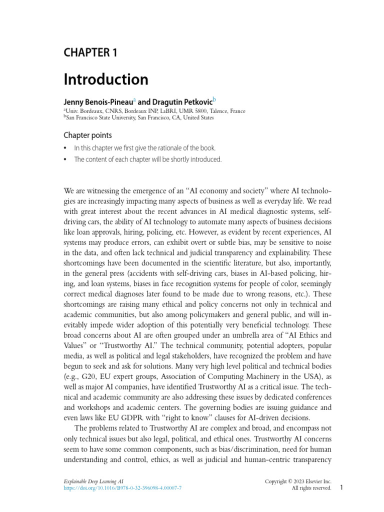 Chapter 1 - Introduction - 2023 - Explainable Deep Learning AI | PDF ...