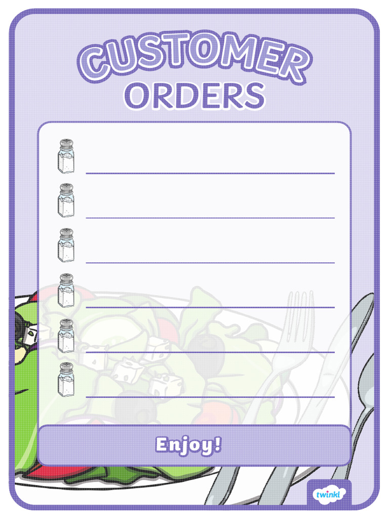 Restaurant Role Play Notepad | PDF