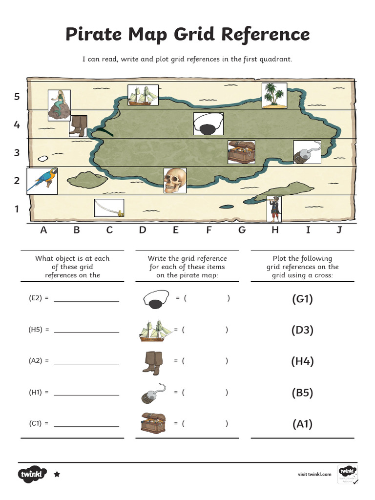 t2 M 4870b Teaching Grid Reference Pirate Map Editable | PDF | Teaching ...
