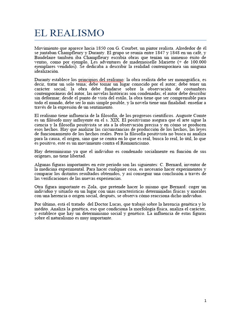 Tema 4 - El Realismo Naturalismo y Flaubert | PDF