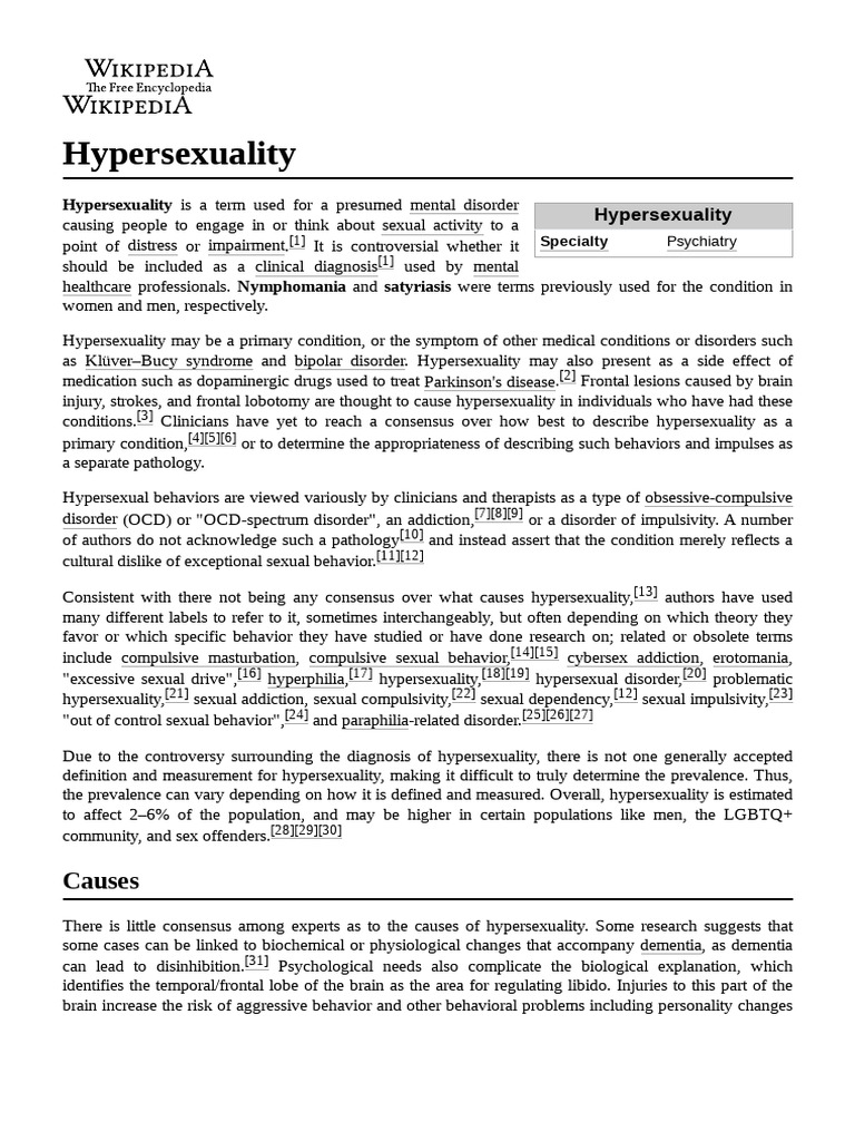 Hypersexuality | PDF