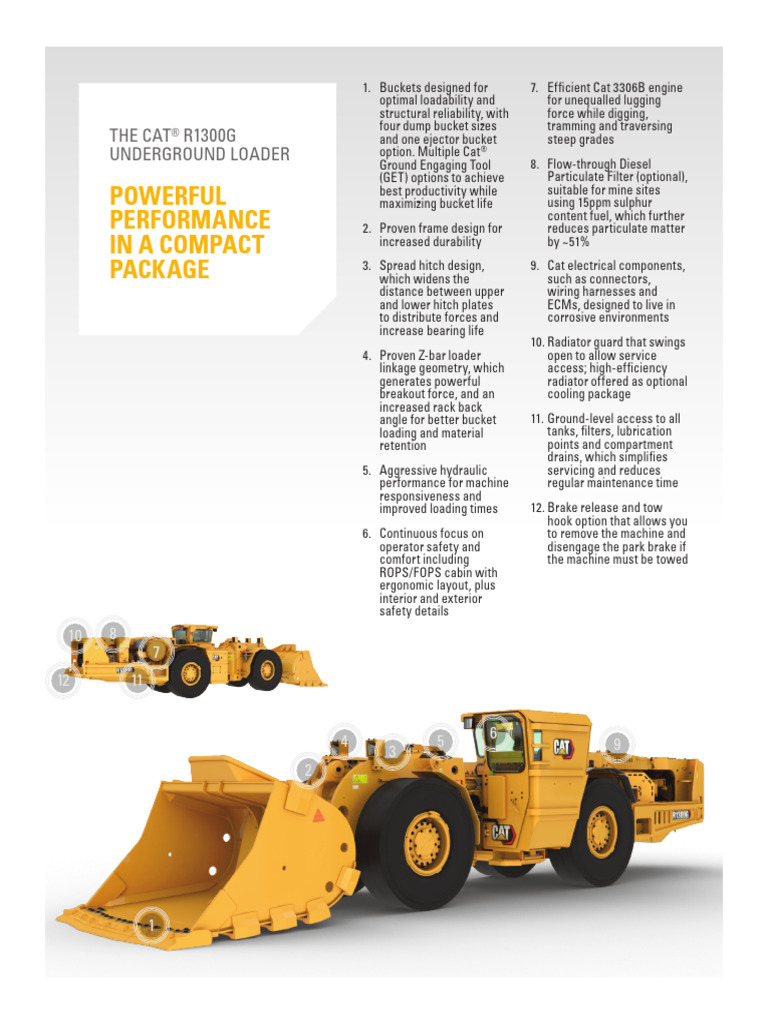 Powerful Performance in A Compact Package: The Cat R1300G Underground Loader | PDF