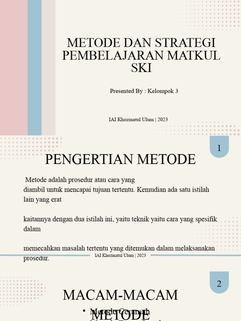 Metode Dan Strategi Pembelajaran SKI | PDF