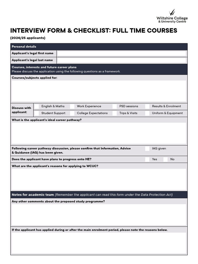 Admissions Interview | PDF