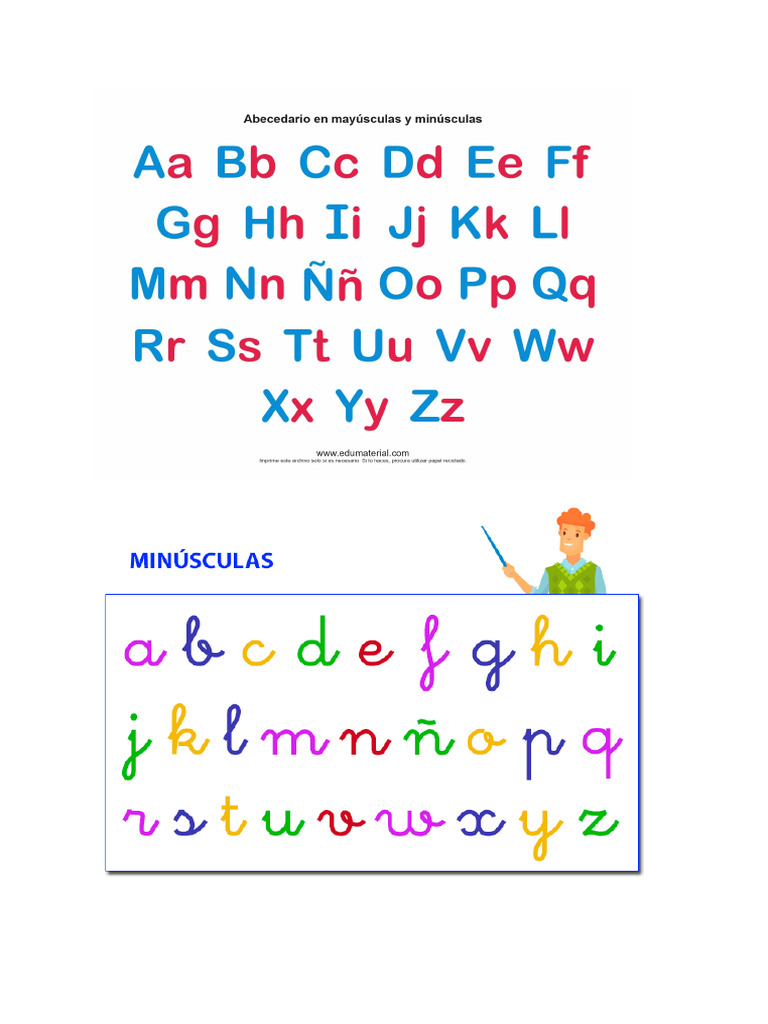 Abecedario en mayusculas, minusculas y letra ligada | PDF
