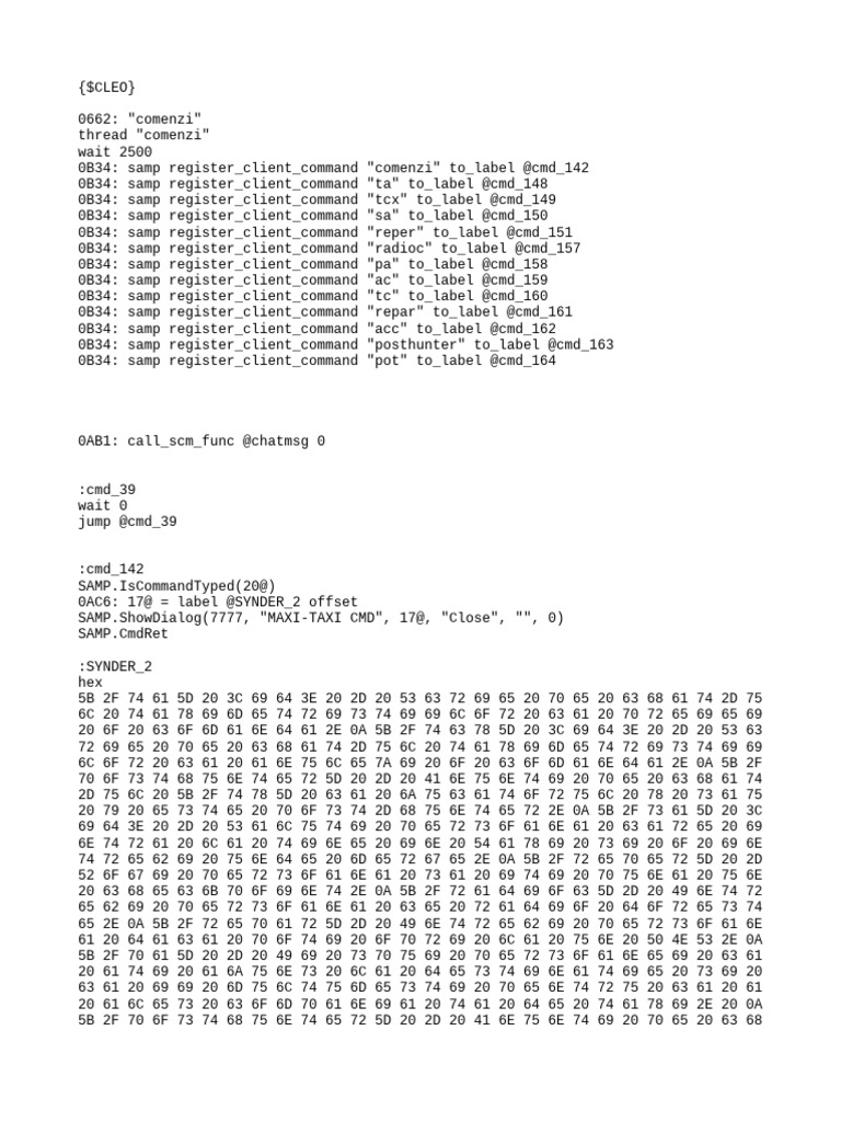 SAMP Taxi Script Commands | PDF