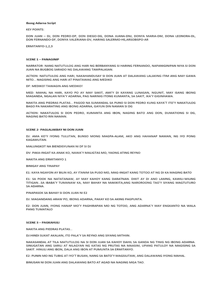 Ibong Adarna Script | PDF