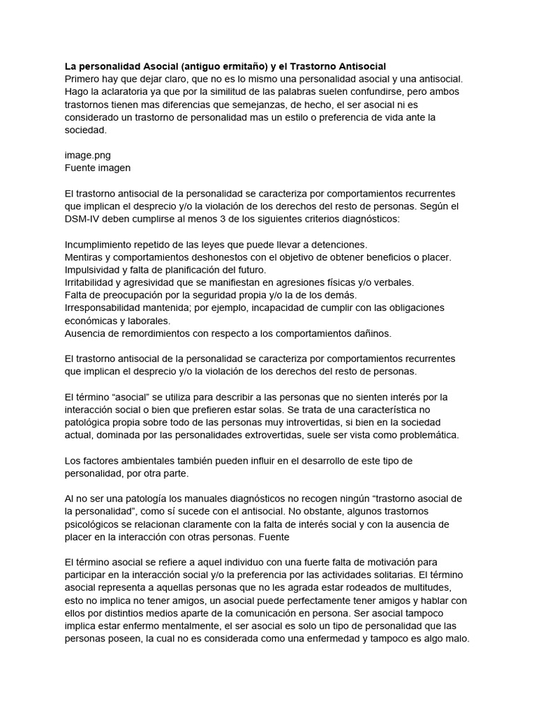 Diferencias entre Asocial y Antisocial | PDF | Sicología | Conceptos ...