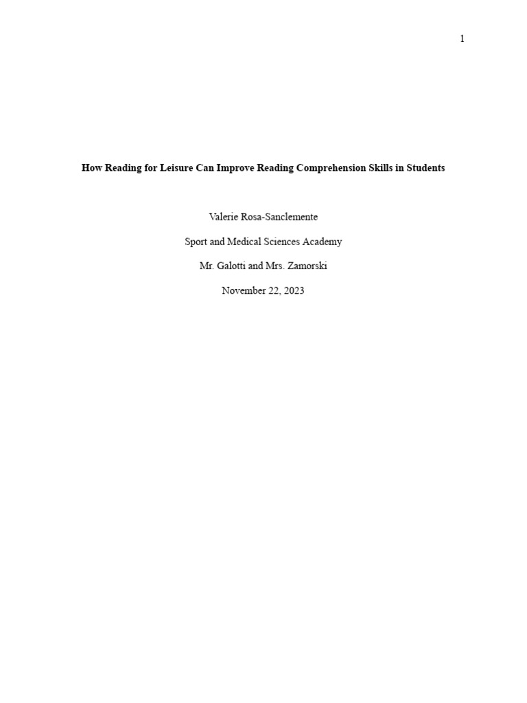 Valerie Rosa-Sanclemente - Research Paper | PDF | Reading Comprehension | Cognitive Science
