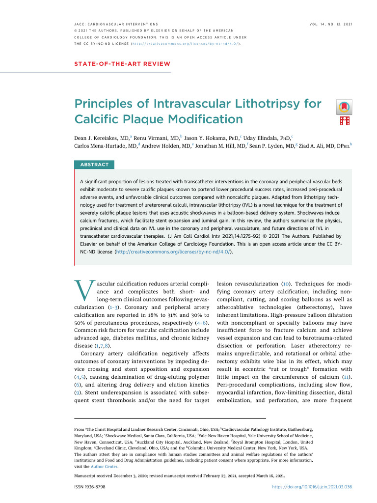 Principles of IVL For Calcific Plaque Modif | PDF