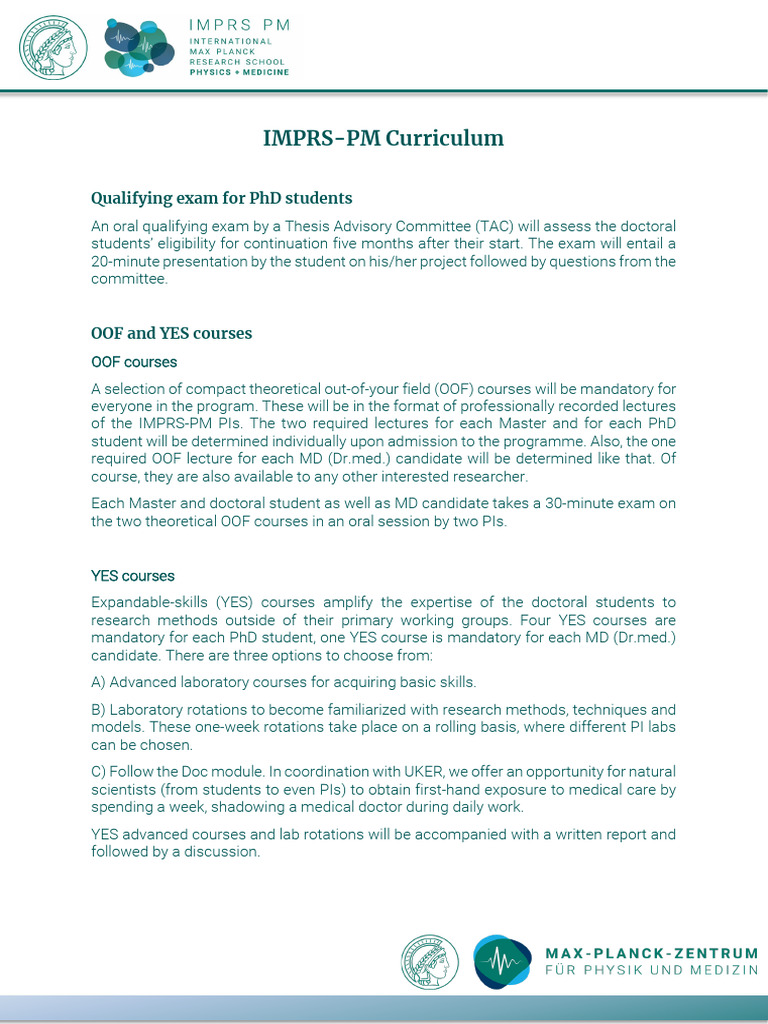 IMPRS-PM Curriculum | PDF