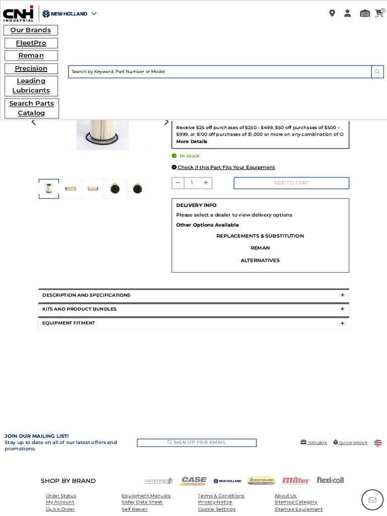 New Holland Agriculture - Fuel Filter Element - 5801516883 - MyCNHi US ...