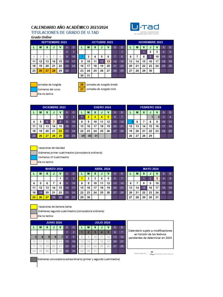 Calendario Académico U-TAD 2023/24 | PDF | Calendario
