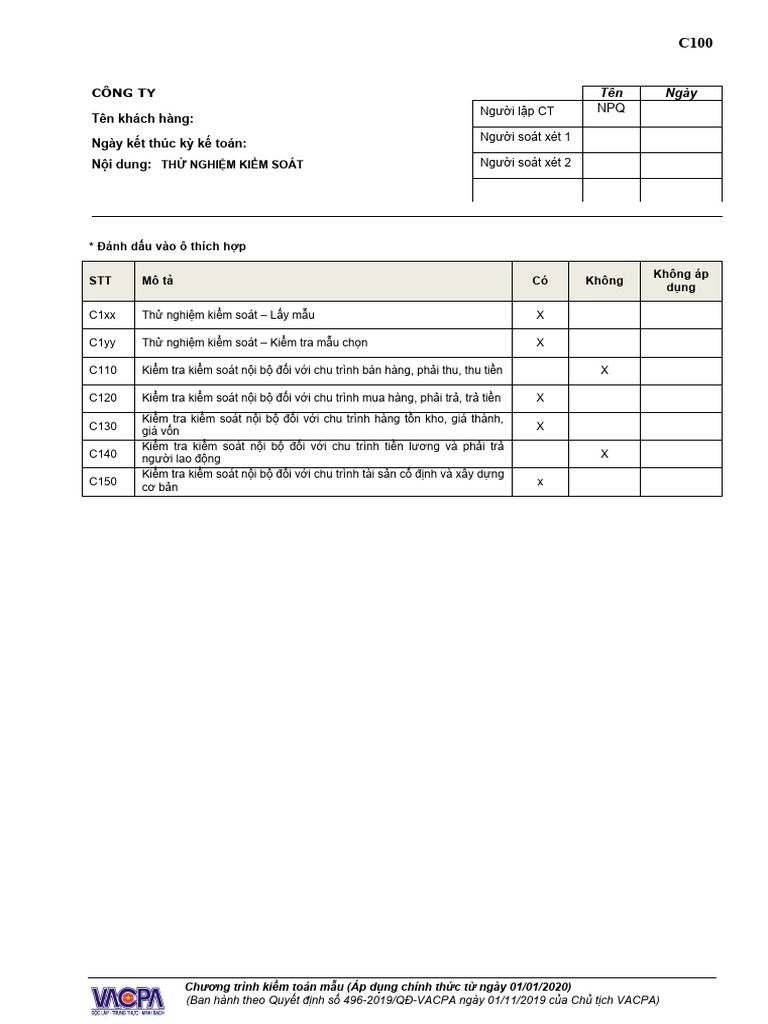 C100 - Thu Nghiem Kiem Soat | PDF