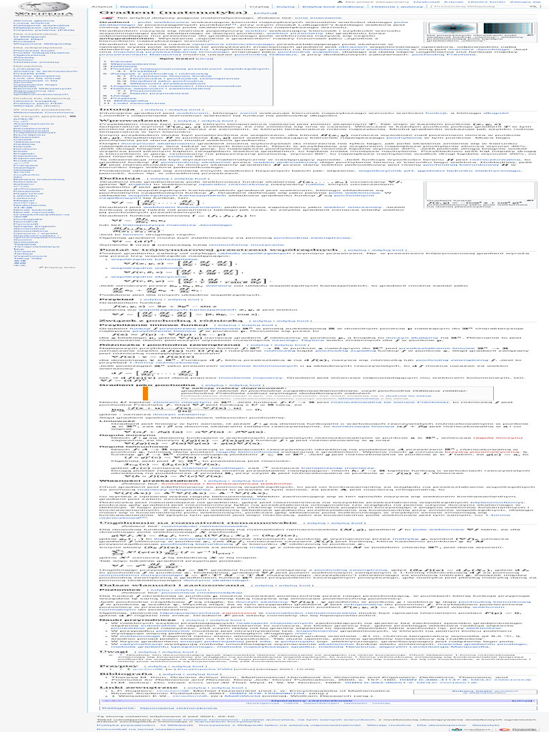 Gradient (Matematyka) - Wikipedia, Wolna Encyklopedia | PDF