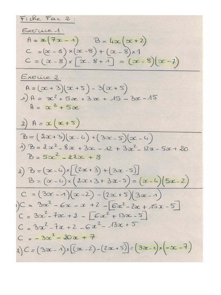 Corrigé Fiche Fac 2 | PDF
