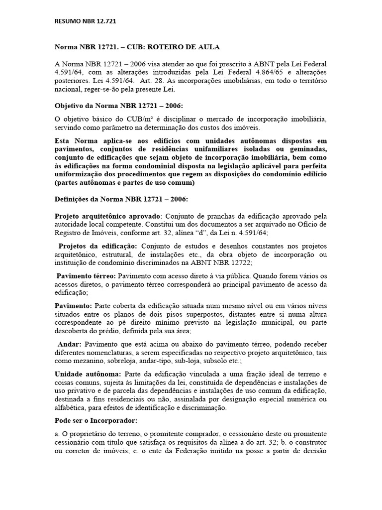 Norma NBR 12721 | PDF