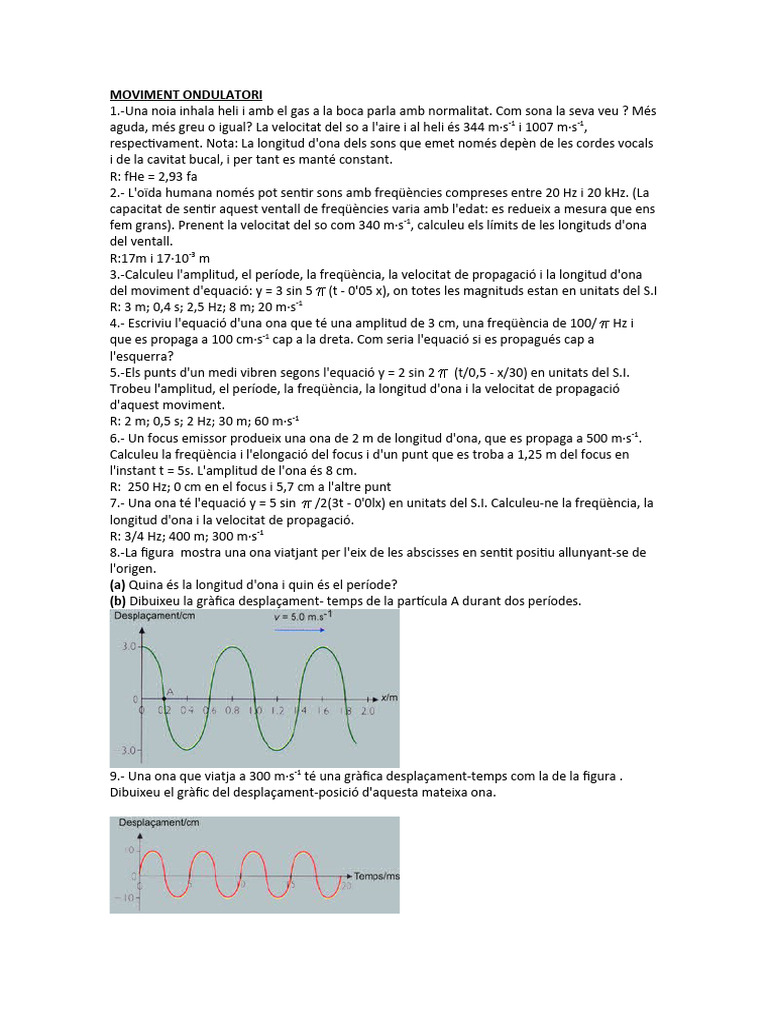 Exercicis Ones 2n Batx FISICA | PDF