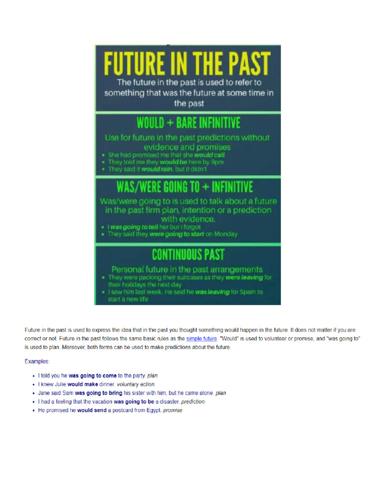 Future in The Past - Explanation | PDF
