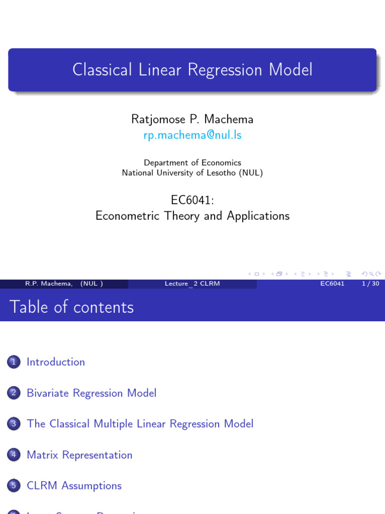 (2021) EC6041 Lecture 2 CLRM | PDF | Regression Analysis | Linear ... (2021) EC6041 Lecture 2 CLRM | PDF | Regression Analysis | Linear ...