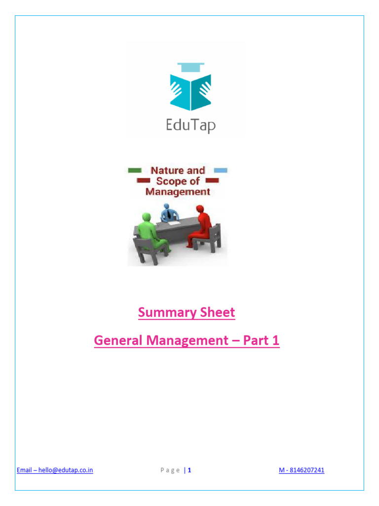 Summary Sheet - General Management Part 1 Lyst7604 | PDF