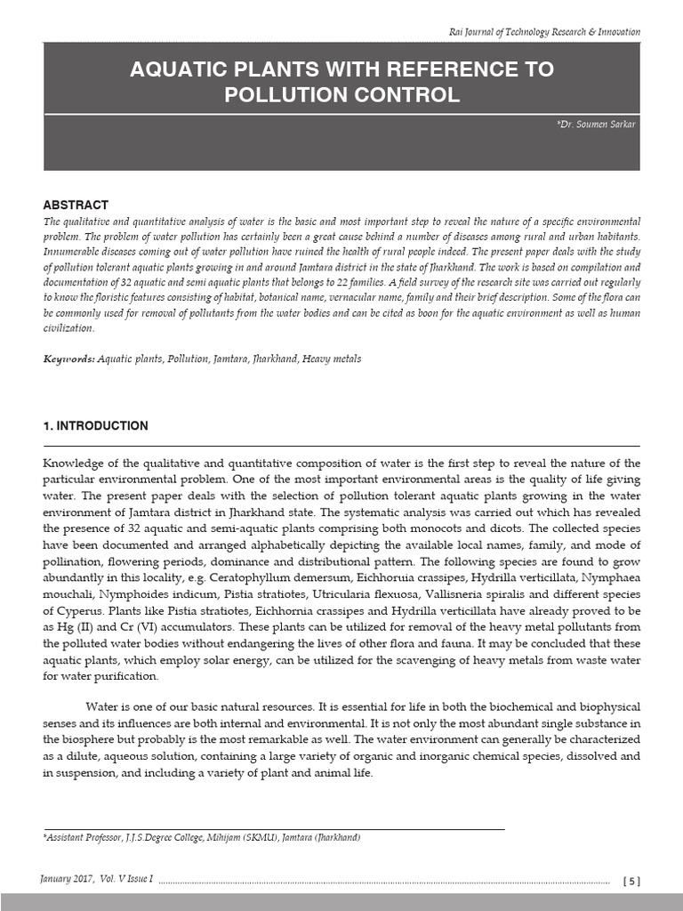 Aquatic Plants With Reference To | PDF