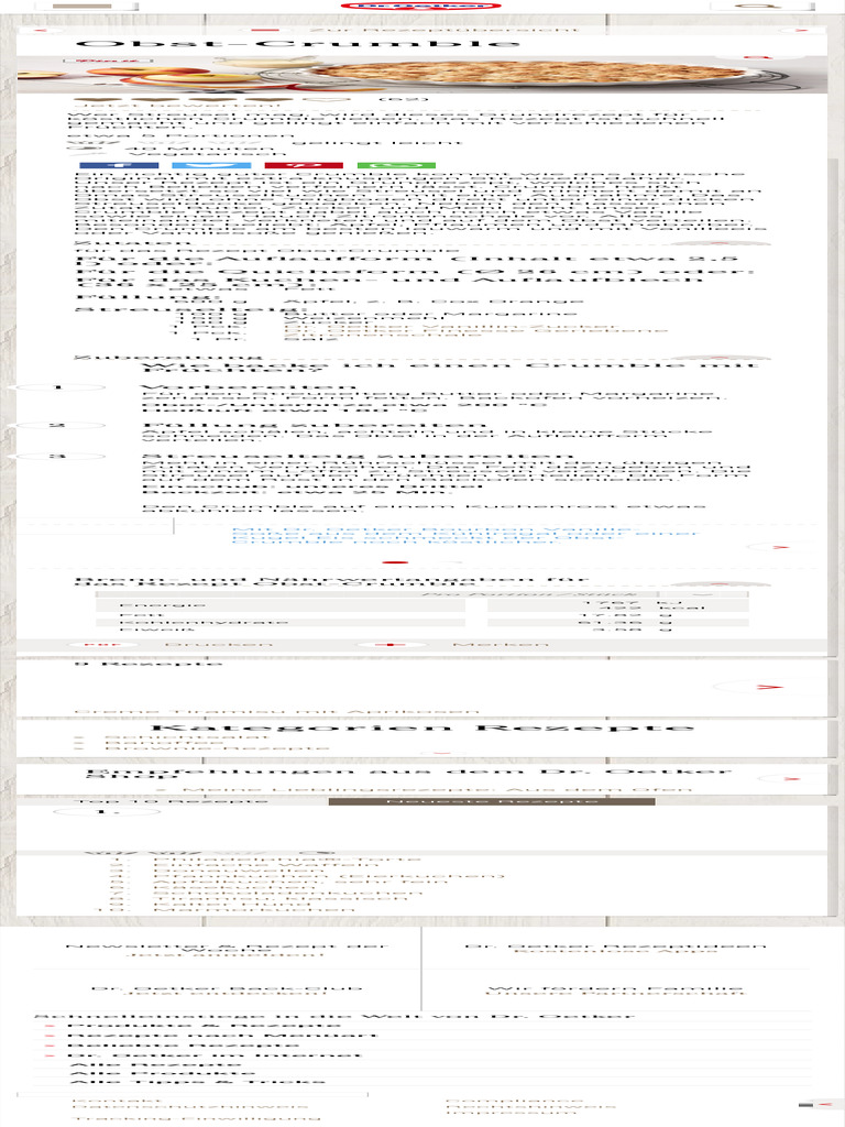 Obst-Crumble Rezept Dr. Oetker | PDF