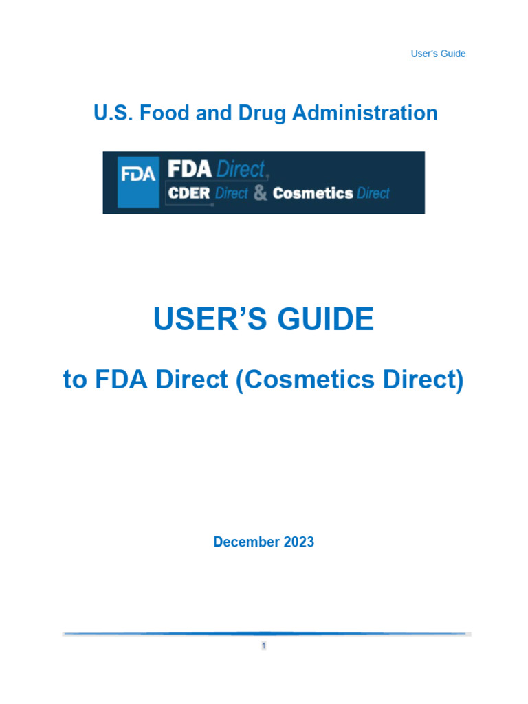 FDA Direct (Cosmetic Direct) User Guide | PDF