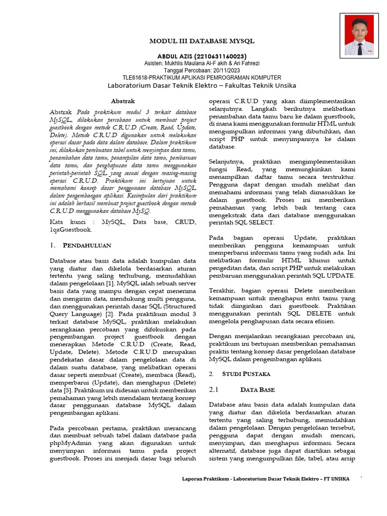 Laporan Praktikum Modul 3 Database Mysql | PDF