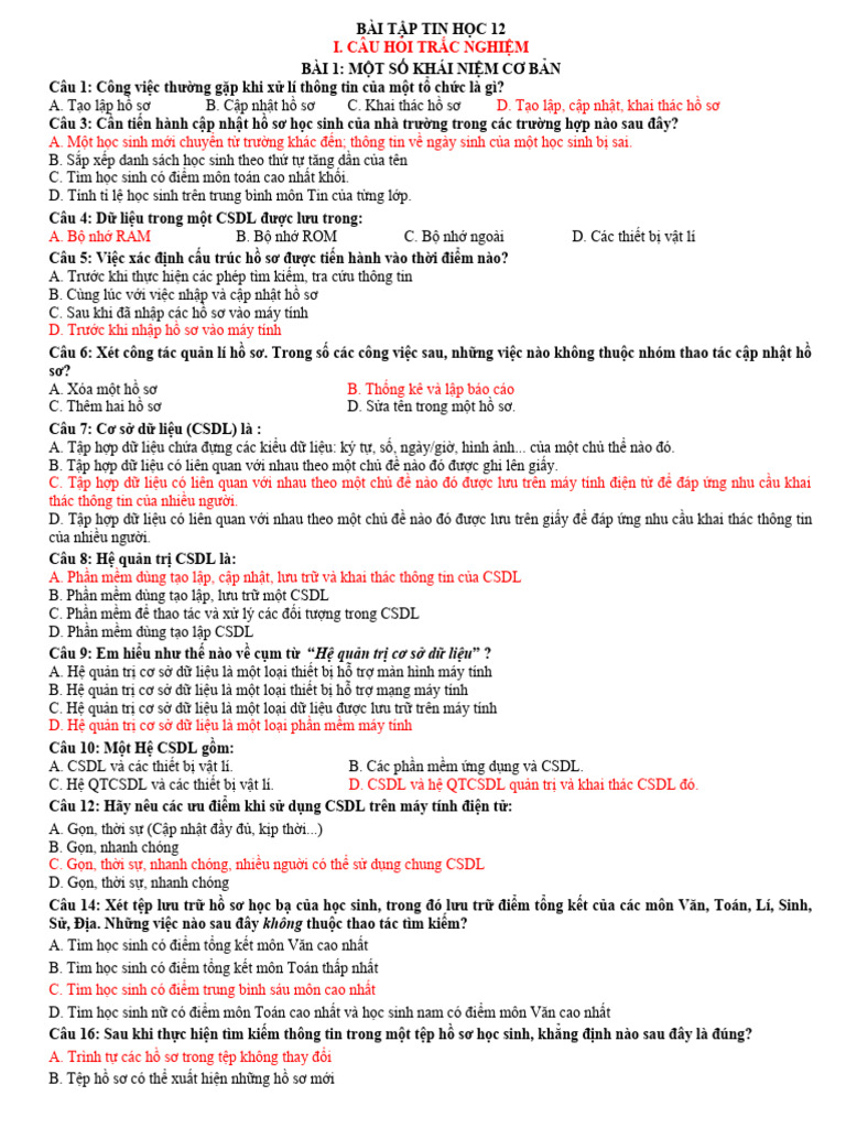 Bản sao ĐỀ CƯƠNG TIN 3 | PDF