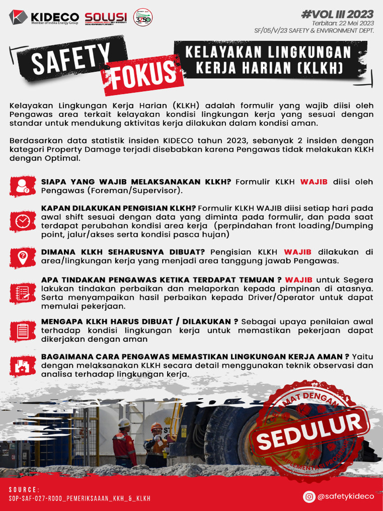 Safety Focus Mei Kideco 2023 - KLKH Pengawas | PDF