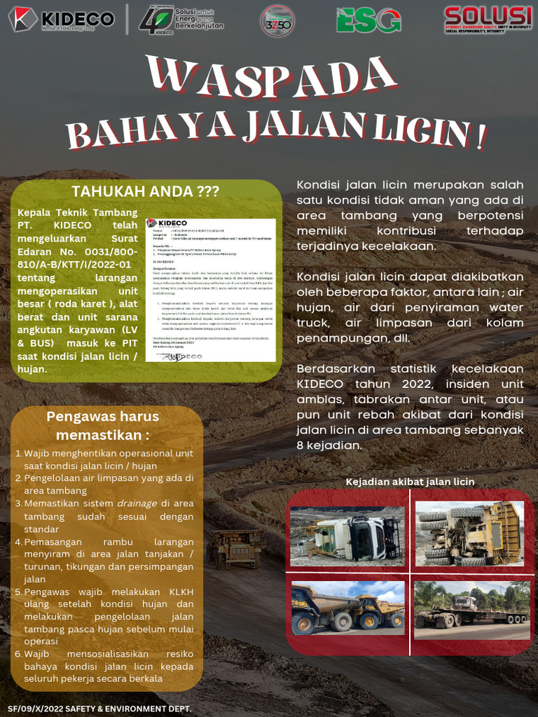 Waspada Jalan Licin di Tambang | PDF | Teknologi & Rekayasa