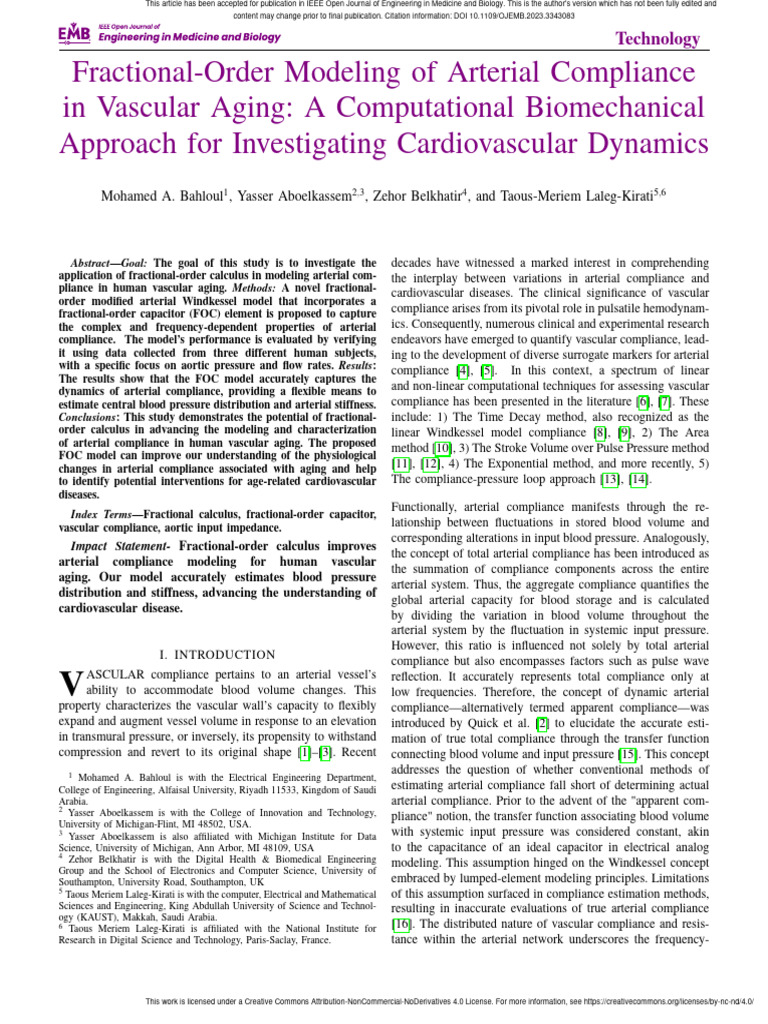 Fractional-Order Modeling of Arterial Compliance in Vascular Aging A ...