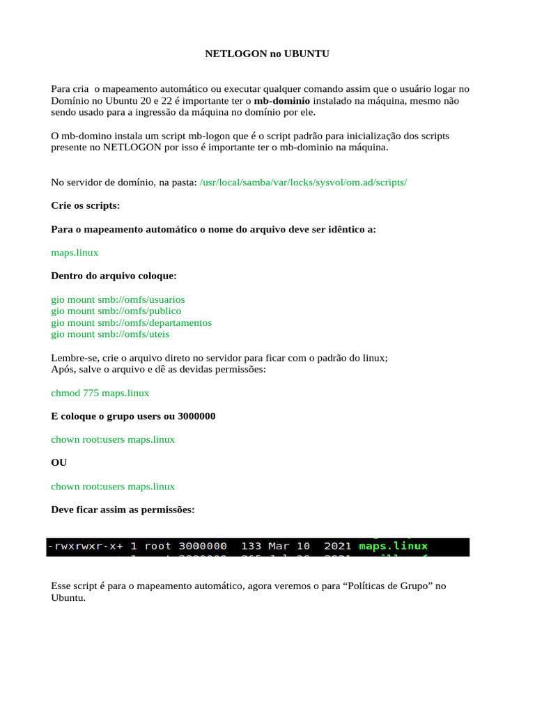 Configuracao NETLOGON UBUNTU | PDF | Linux | Engenharia de Software
