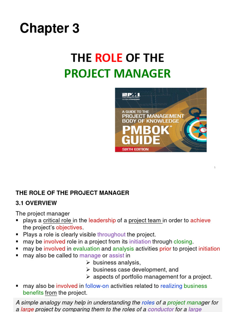 Chapter 3 Role of Project Manager 6th Edition | PDF