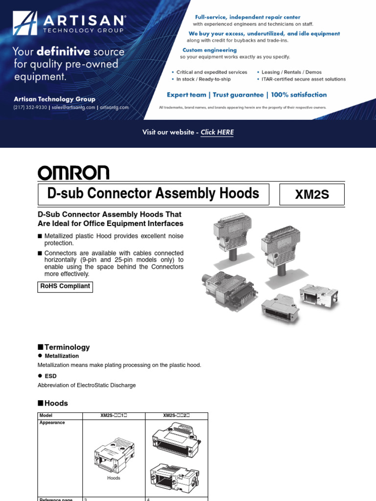 OMRON XM2S 09 Datasheet 2021527122025 | PDF | Screw | Electrical Connector