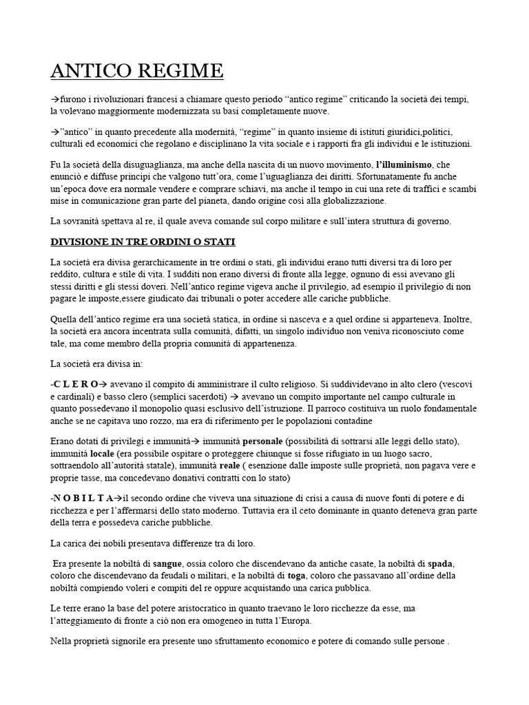 Antico Regime e Assolutismo - Storia | PDF