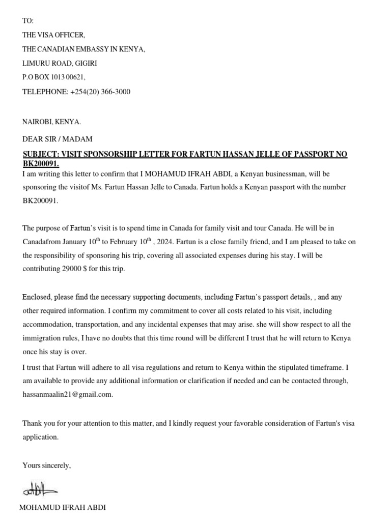 Fartun Sponser Letter | PDF