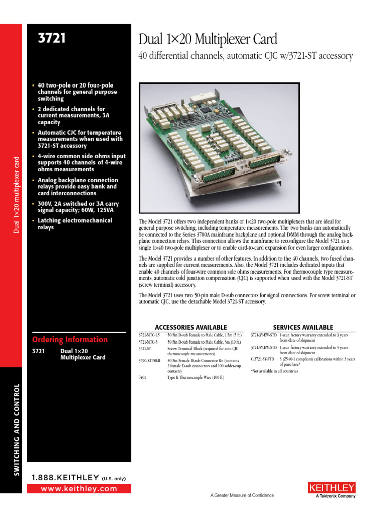 Dual 1×20 Multiplexer Card: 40 Differential Channels, Automatic CJC w ...
