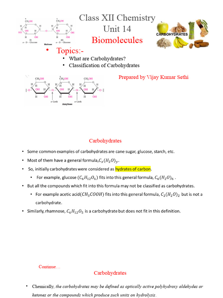 Class 12 Chapter 14 Biomolecules | PDF