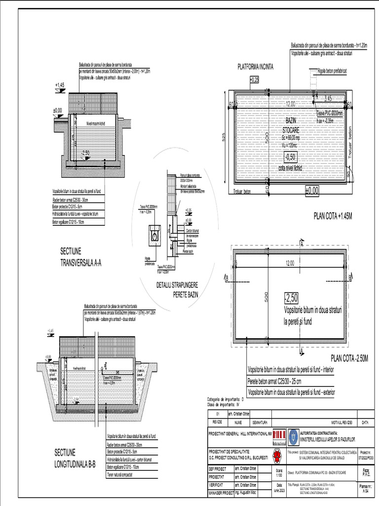 PAC PC03 A04 Plan Sectiuni Bazin Stocare Rev00 | PDF