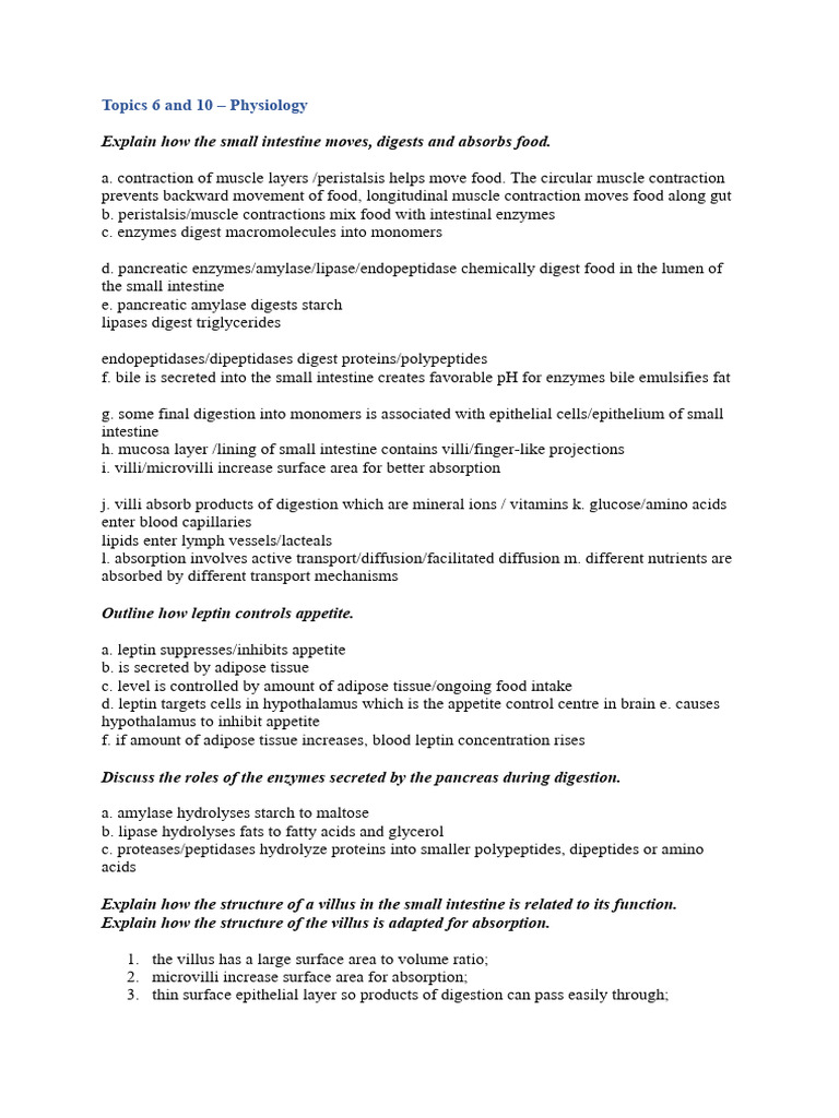 Topics 6 and 10 Questions IB Biology | PDF