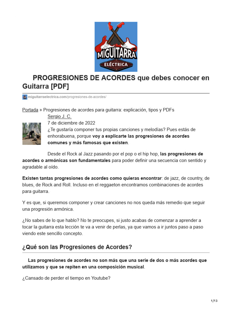 7 PROGRESIONES DE ACORDES Que Debes Conocer en Guitarra PDF | PDF | Arte