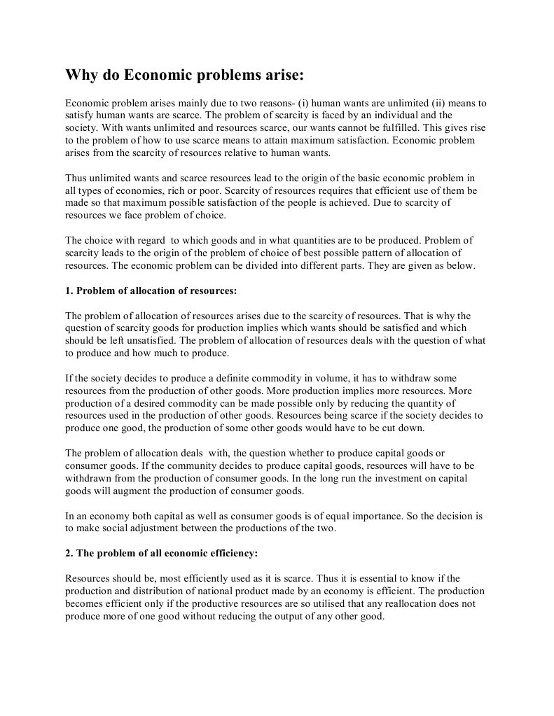 Why Do Economic Problems Arise | PDF | Power (Social And Political ...