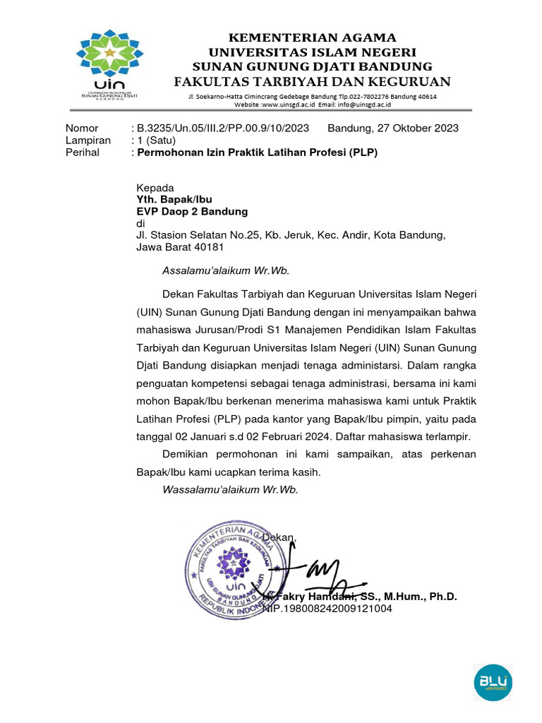 Surat Izin PLP | PDF