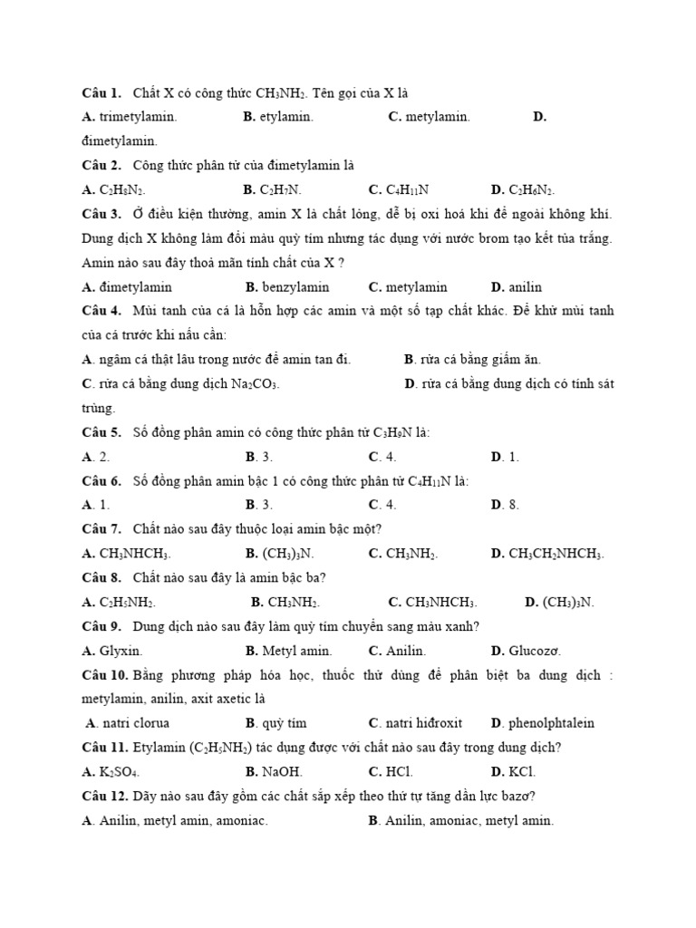 Vô Cơ 2 (Amin-Anilin-AminoAxit-Peptit-Polime) | PDF