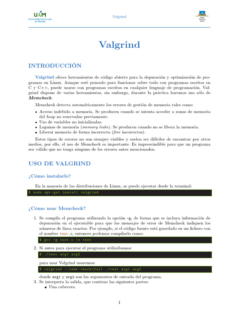 Valgrind | PDF | Métodos y materiales de enseñanza | Informática
