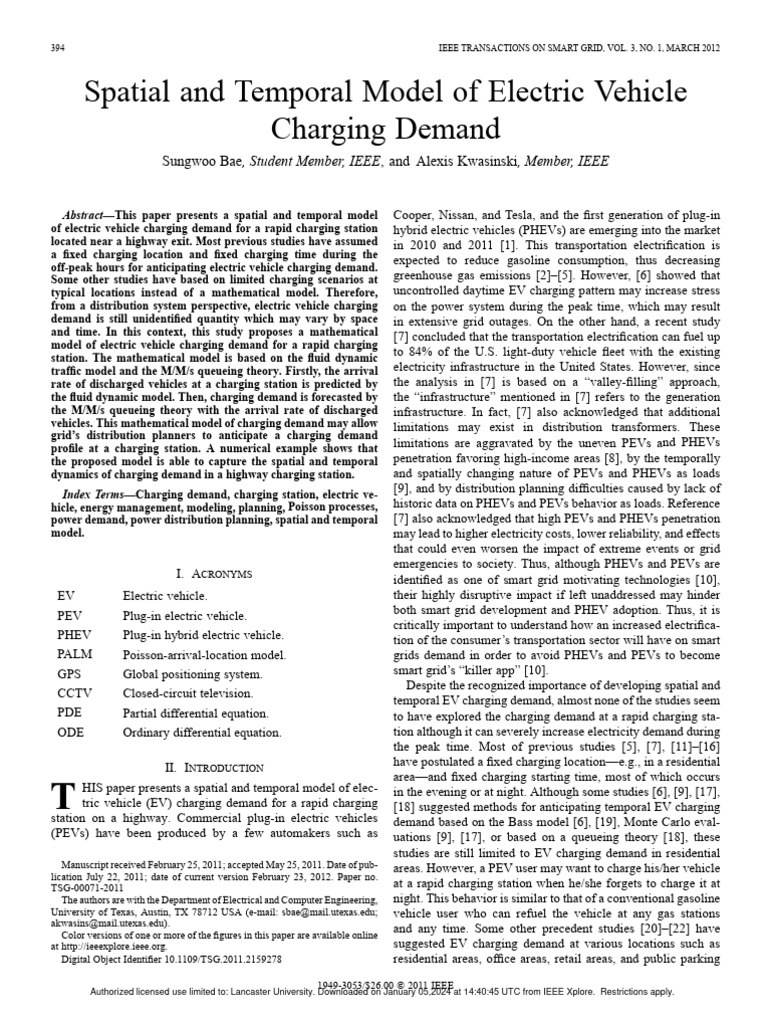 Spatial and Temporal Model of Electric Vehicle Charging Demand | PDF ... Spatial and Temporal Model of Electric Vehicle Charging Demand | PDF ...