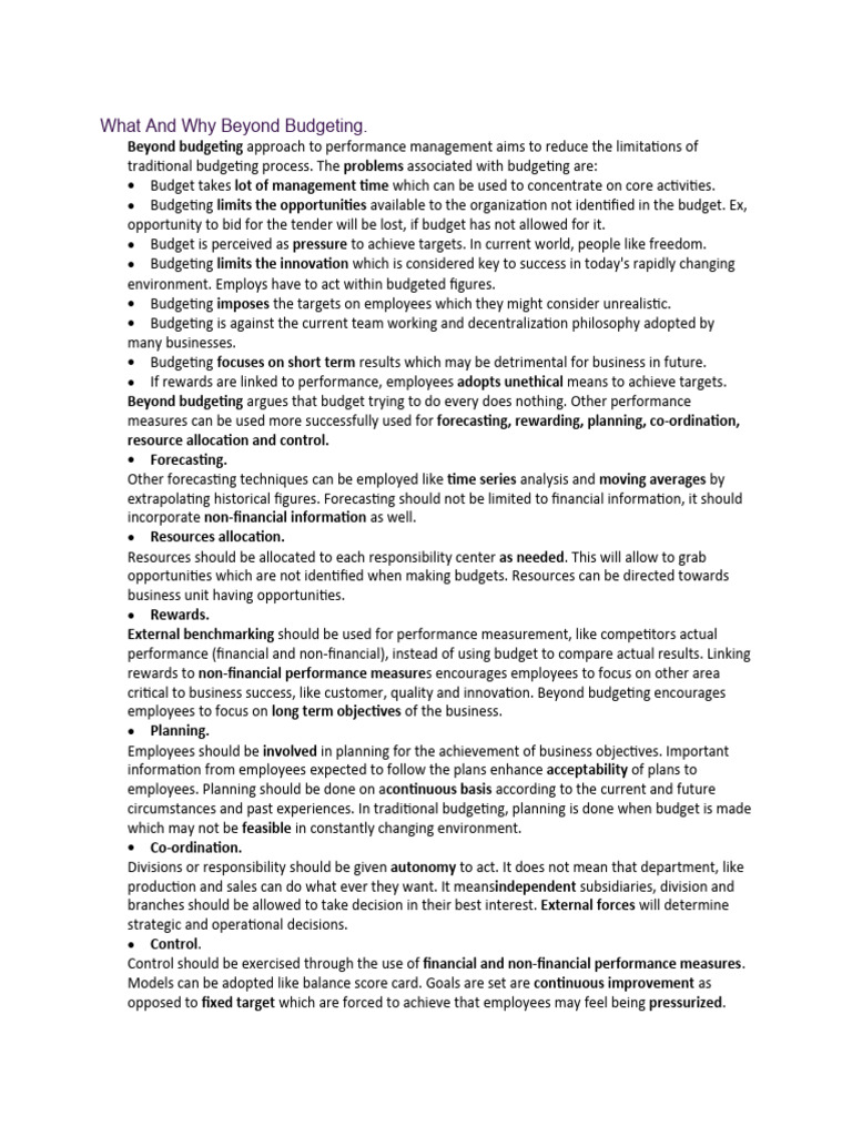 What and Why Beyond Budgeting | PDF