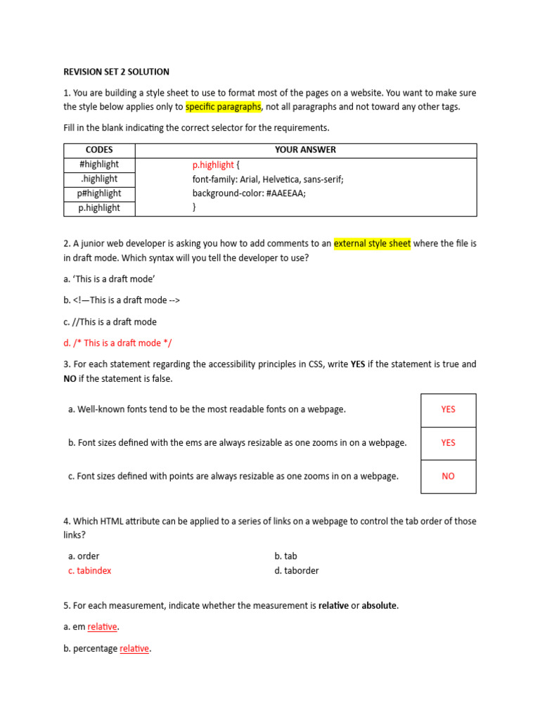 Revision Set2 Solution | PDF